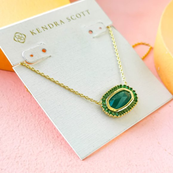 Kendra Scott | Jewelry | Kendra Scott Baguette Elisa Green Mix Gold ...